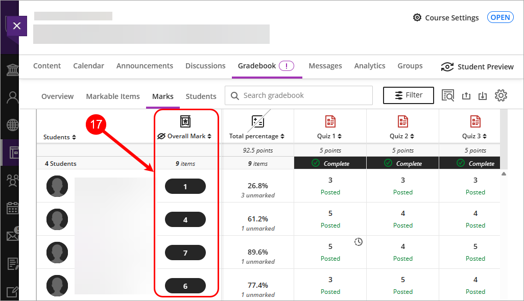 Overall Mark (Ultra) - eLearning - University of Queensland
